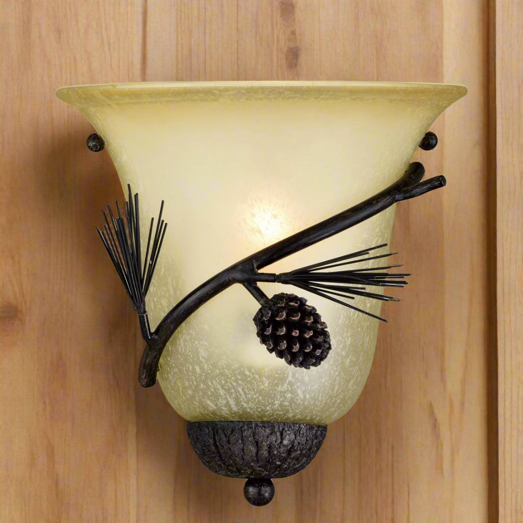Black Walnut Pinecone Evergreen Wall Sconce | The Cabin Shack
