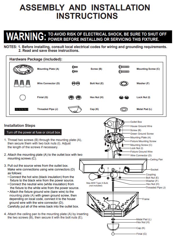 Lily Lake Evergreen Deer Trail Ceiling Light | The Cabin Shack
