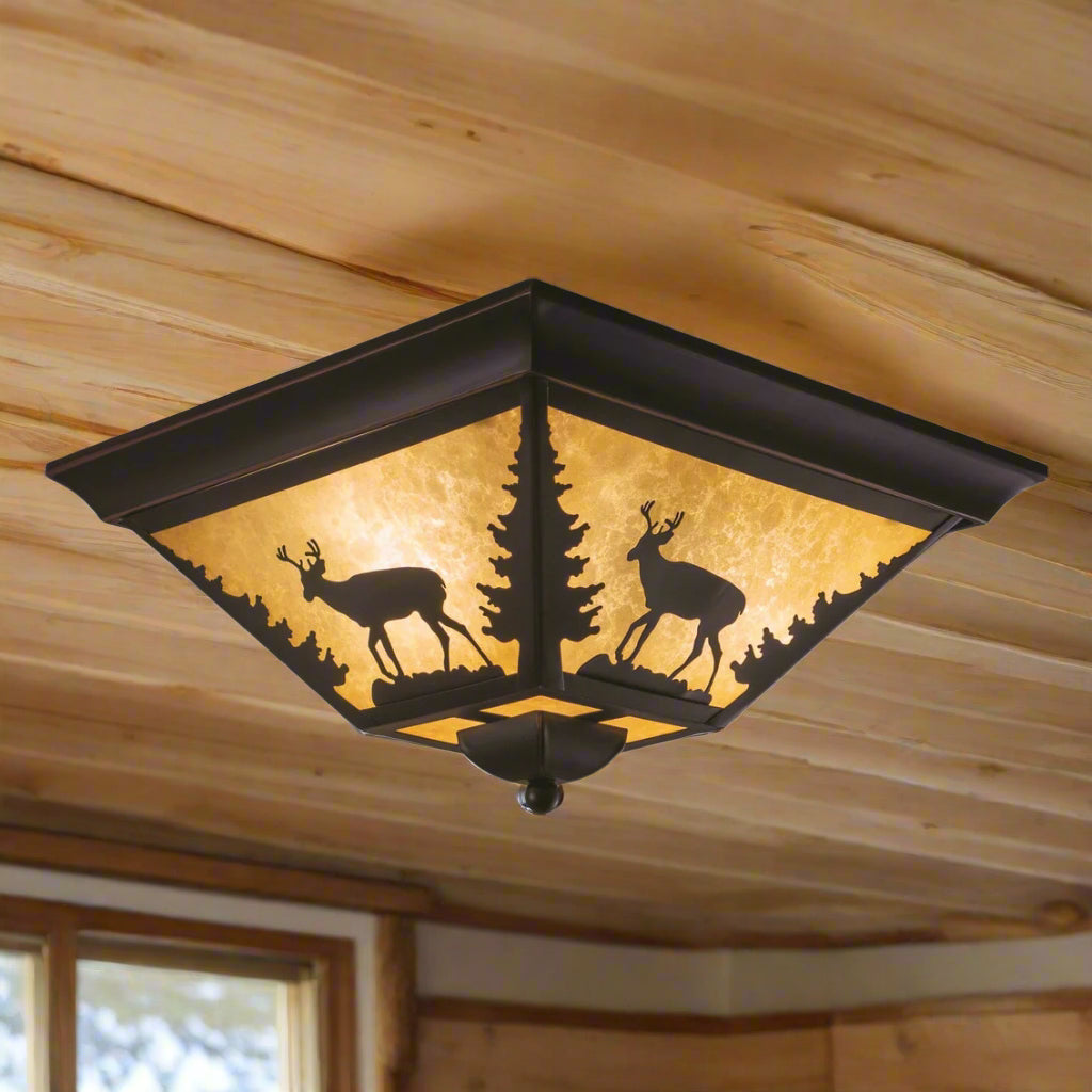 Lily Lake Evergreen Deer Trail Ceiling Light | The Cabin Shack
