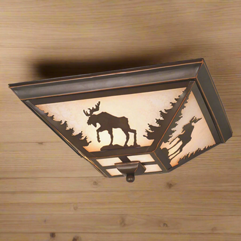 Lily Lake Evergreen Moose Trail Ceiling Light | The Cabin Shack