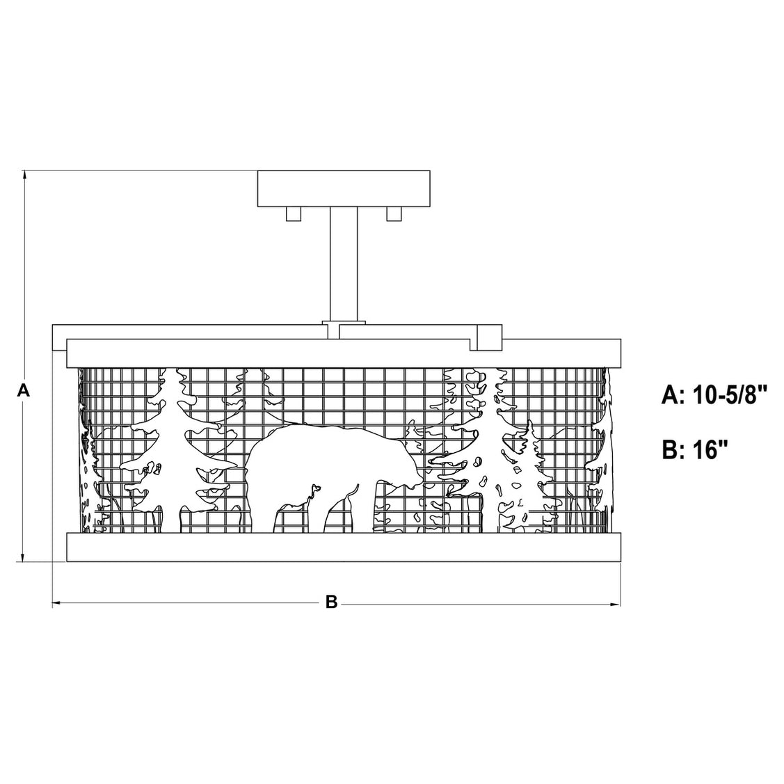 Oak Wood Cheyenne Bear Trail Ceiling Light | The Cabin Shack