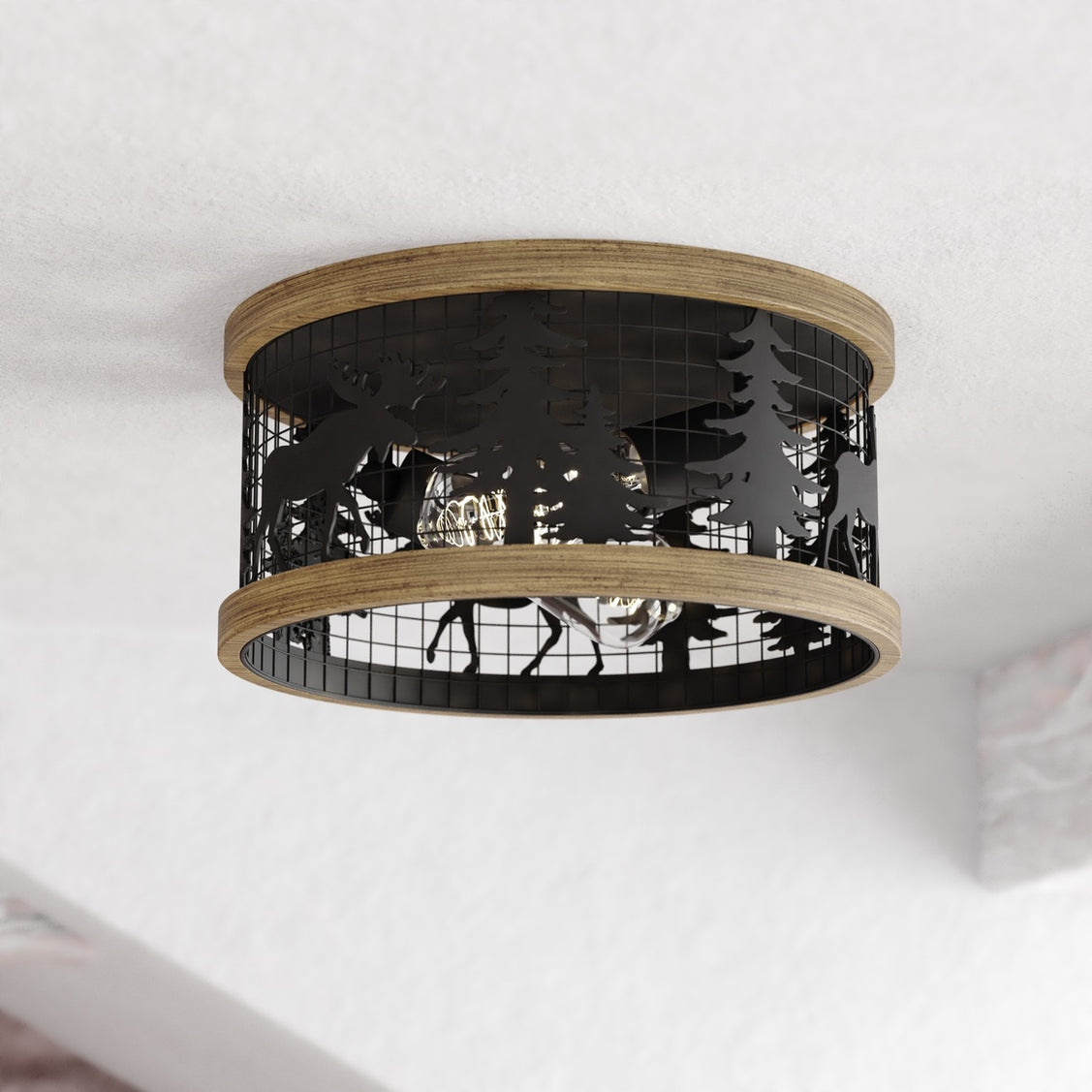 Oak Wood Cheyenne Canyon Trail Ceiling Light | The Cabin Shack